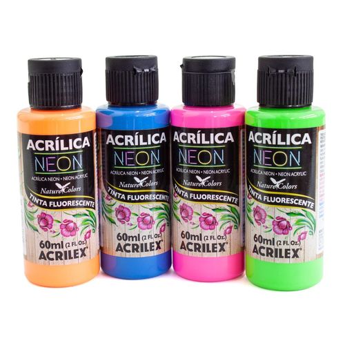 Tinta Acrílica Neon Fluorescente 60ml - reidoarmarinho