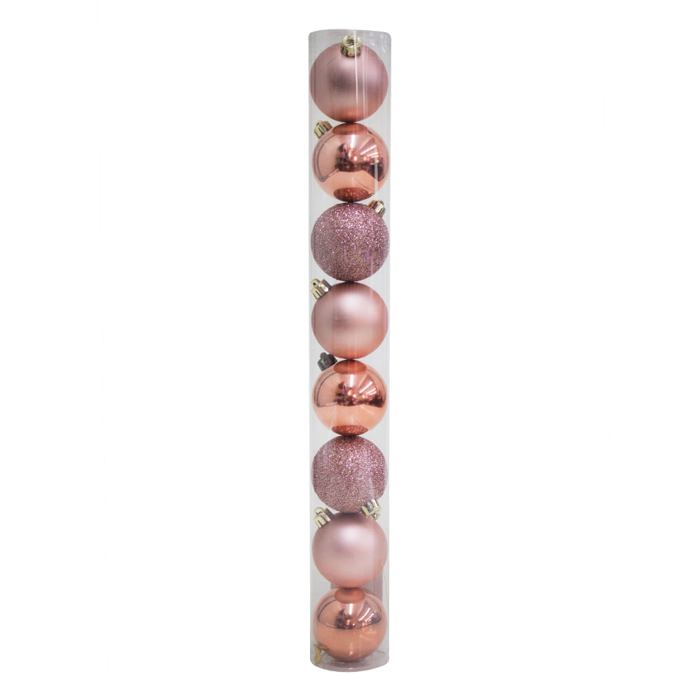Bolas Rose Gold Sortidas 5cm Tubo com 8 Unidades - reidoarmarinho Bolas Rose Gold Sortidas 5cm Tubo com 8 Unidades - reidoarmarinho