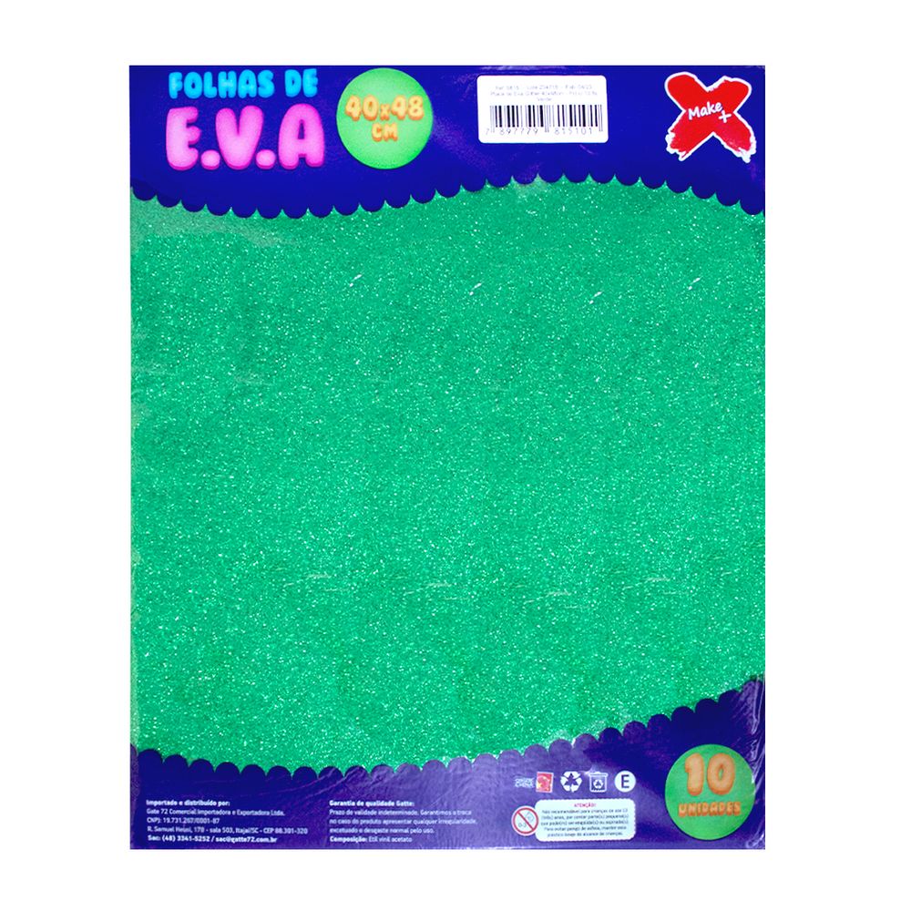 Placa de EVA Glitter Make+ 40x48cm 10 Unidades - reidoarmarinho