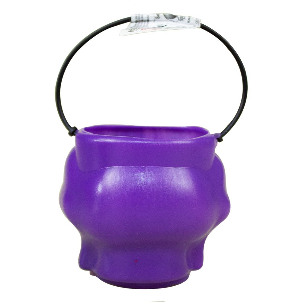 Mini Balde Cabeça de Esqueleto Kids Plástico Halloween Roxa 9cm ...